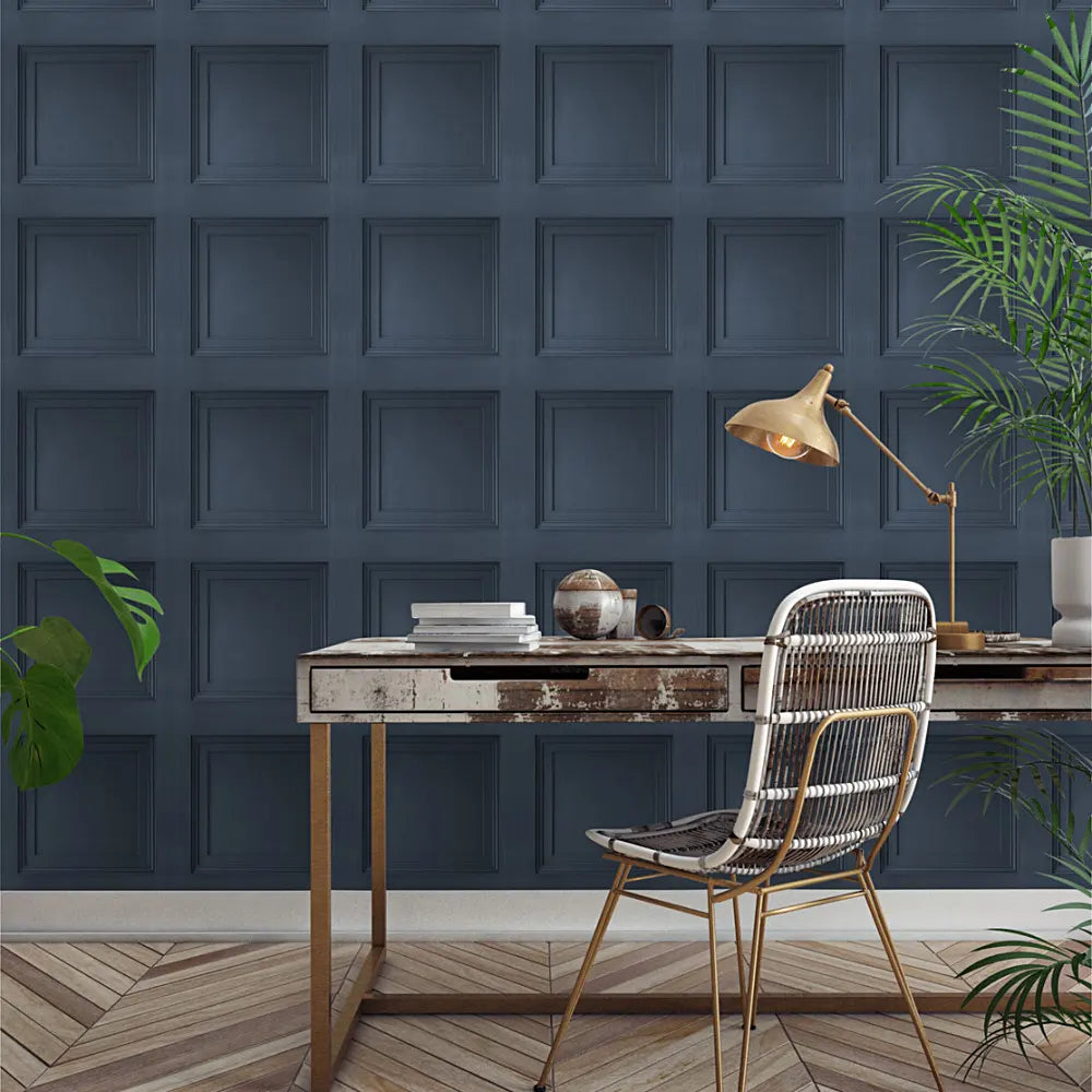 2000G Teal Panelling Effect Wallpaper — JMR House to Home