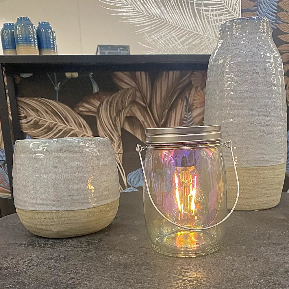 Clear Lustre Glass Jar with LED — JMR House to Home