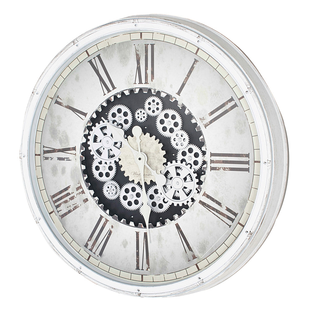 Clockworks Antique White Gears Clock — JMR House to Home